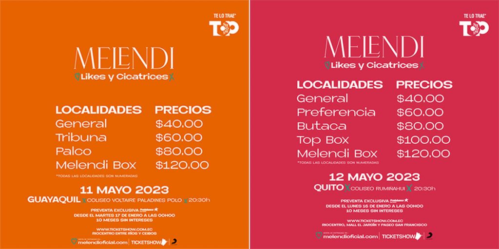 PRECIOS: Melendi dará 2 conciertos en Quito y 1 en Guayaquil este 2023